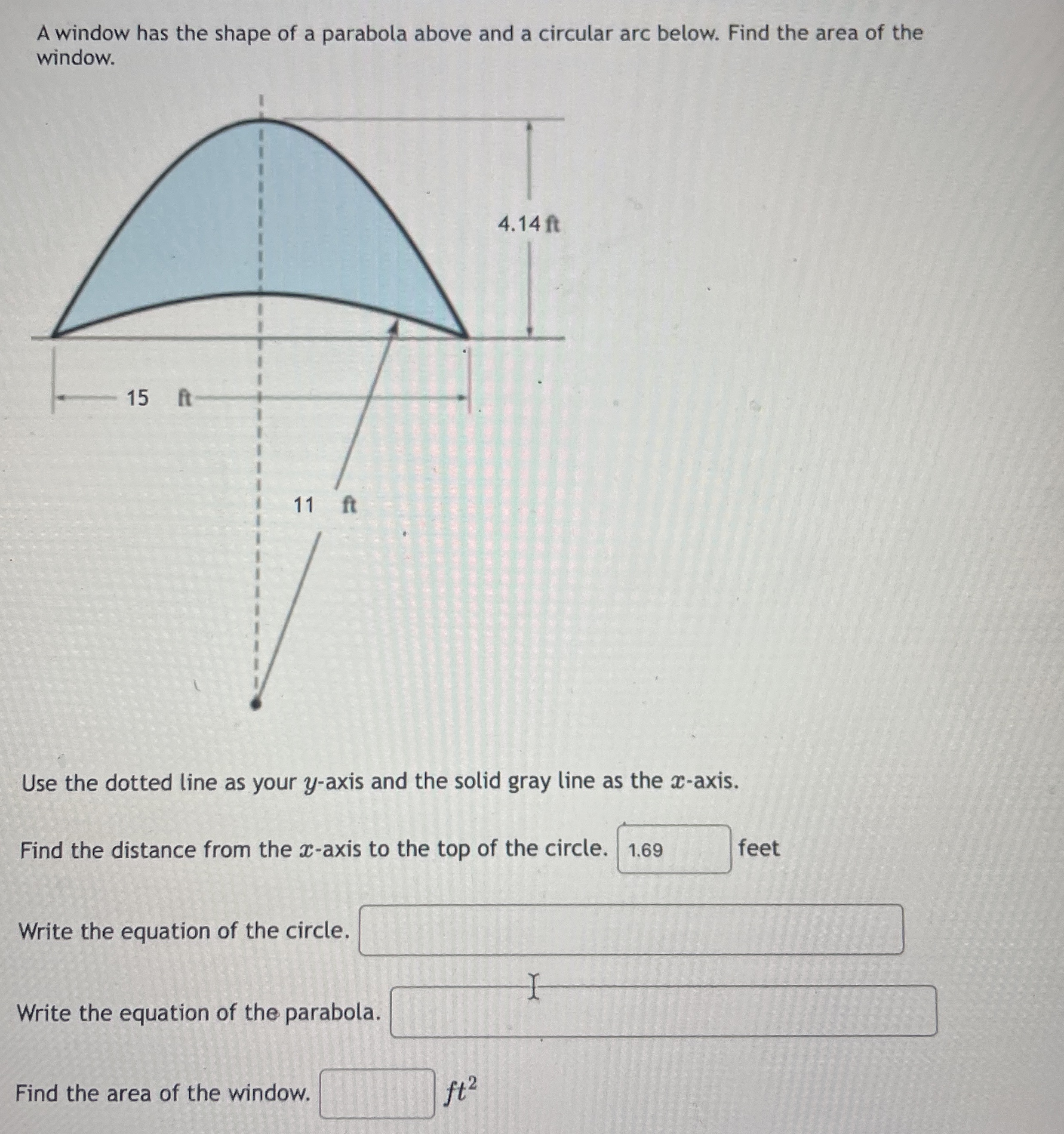 Solved A window has the shape of a parabola above and a | Chegg.com