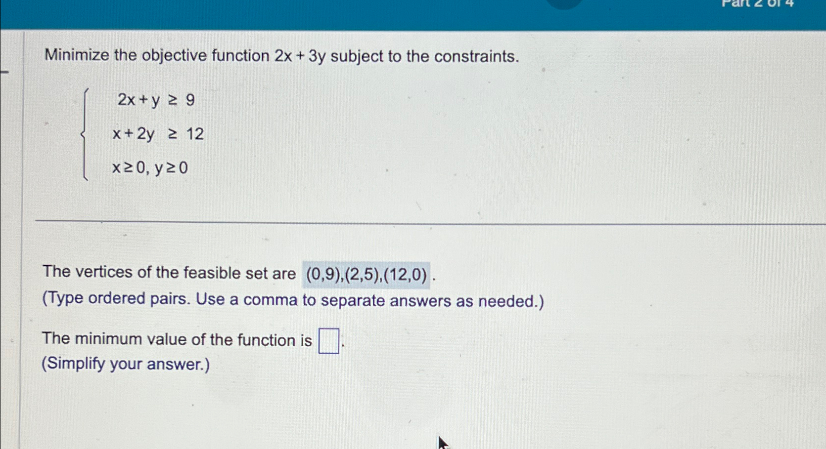 Solved Minimize The Objective Function 2x 3y ﻿subject To The