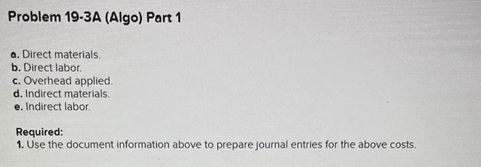 Solved Required information Problem 19-3A (Algo) Computing | Chegg.com
