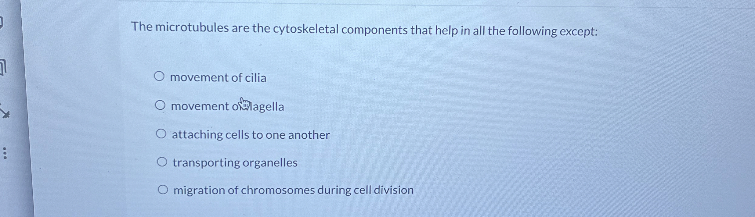 Solved The microtubules are the cytoskeletal components that | Chegg.com