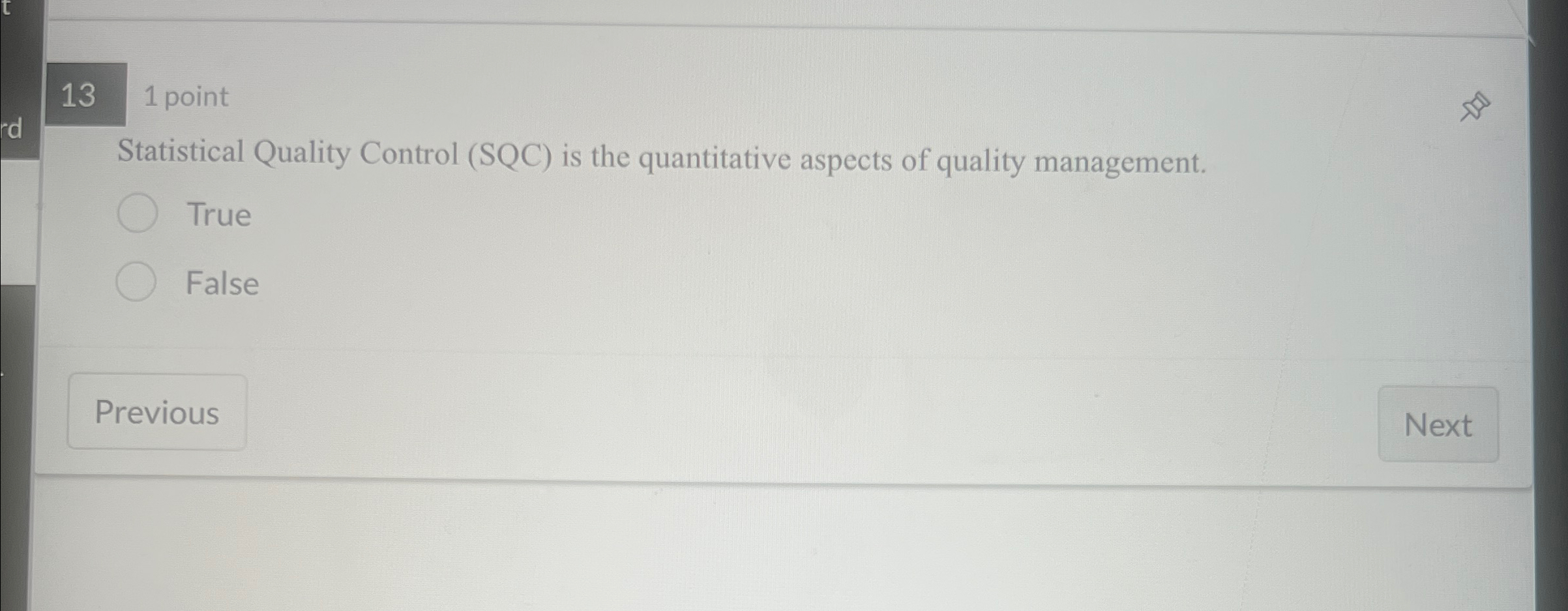 Solved 131 ﻿pointStatistical Quality Control (SQC) ﻿is the | Chegg.com