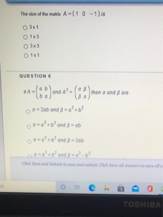 Solved The size of the matrix A=(1 0 -1) is 3x1 1x3 O 3x3 0 | Chegg.com