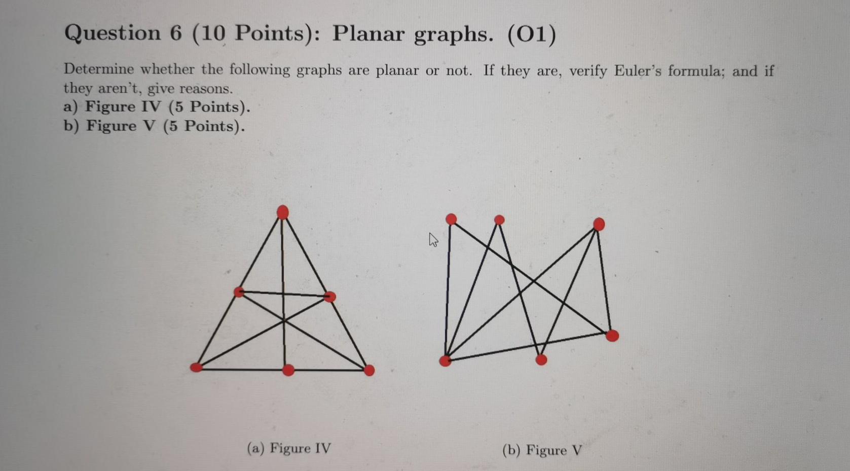 Solved Question 6 (10 Points): Planar graphs. (01) Determine | Chegg.com