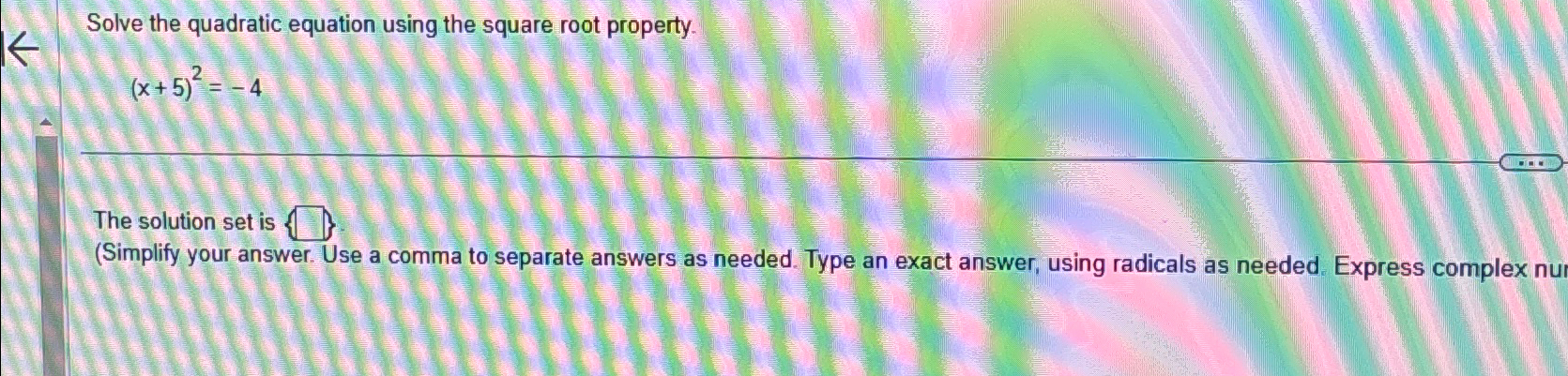 Solved Solve the quadratic equation using the square root | Chegg.com