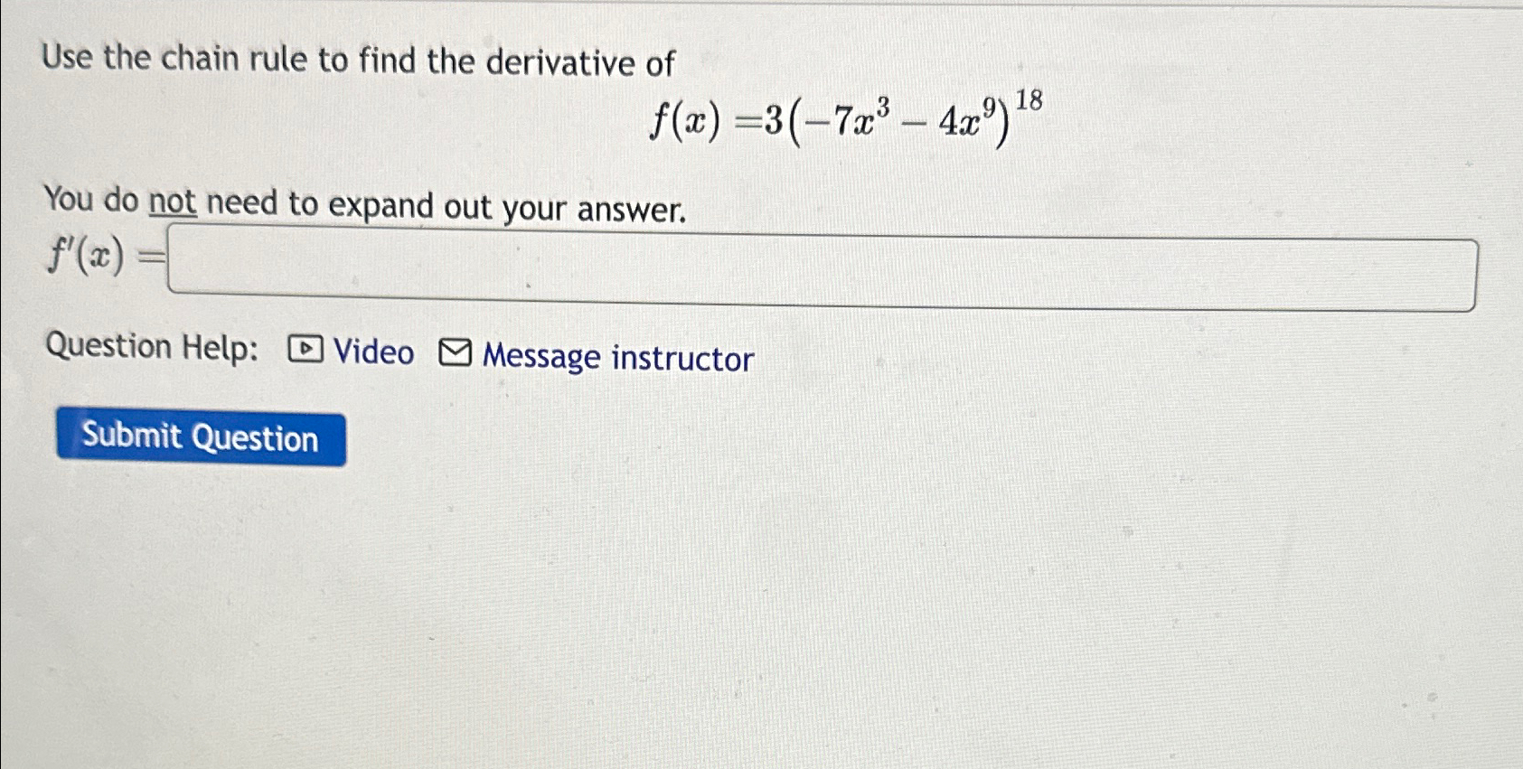 Solved Use the chain rule to find the derivative | Chegg.com