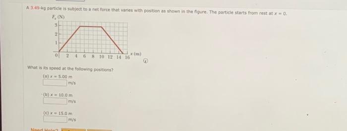 Solved A 3.49−kg particle is subject to a net force that | Chegg.com