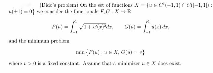 Solved (Dido's problem) On the set of functions | Chegg.com