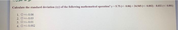 Solved Calculate the standard deviation (sy) of the | Chegg.com