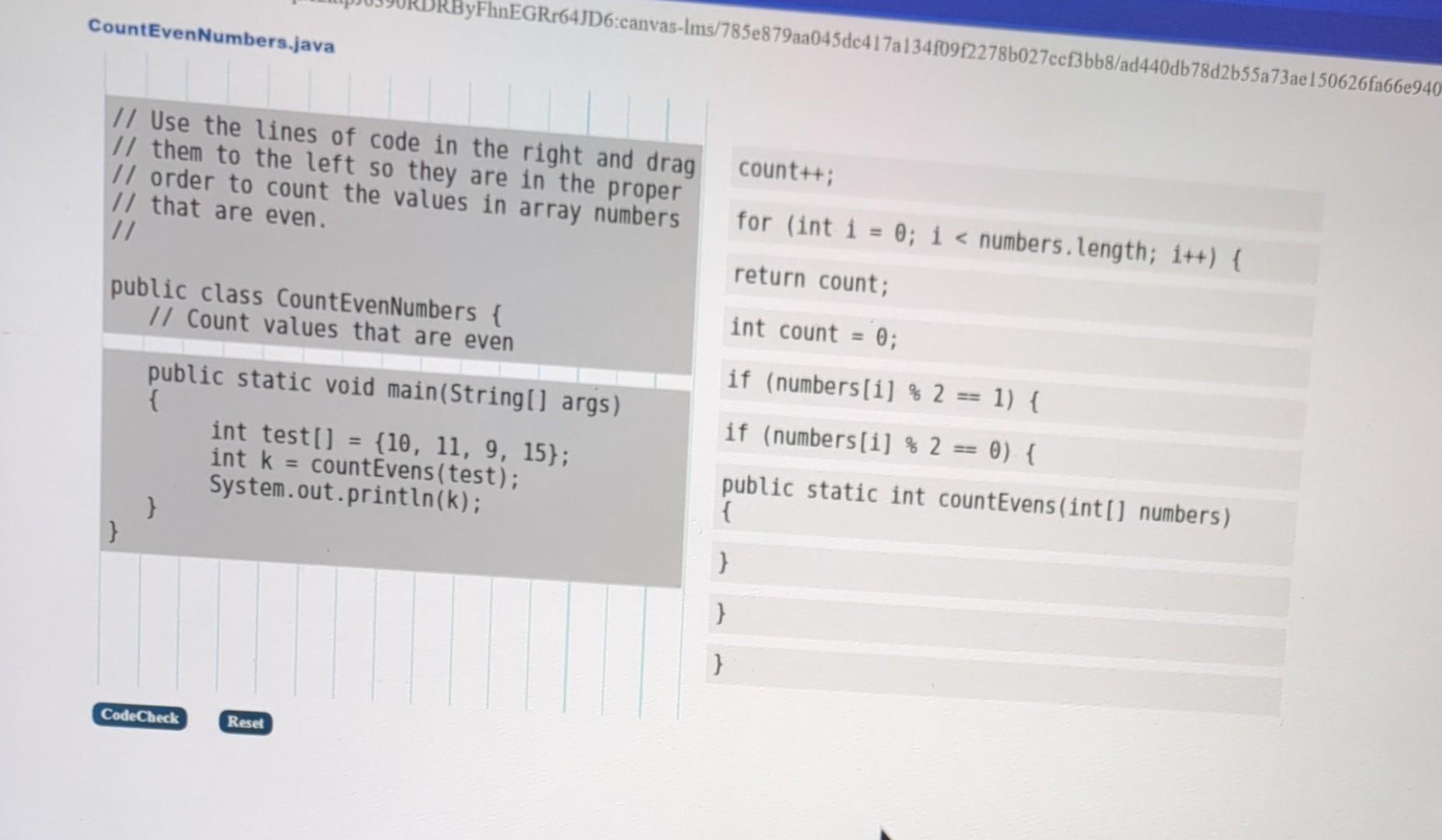 Solved I/ Use the lines of code in the right and drag // | Chegg.com