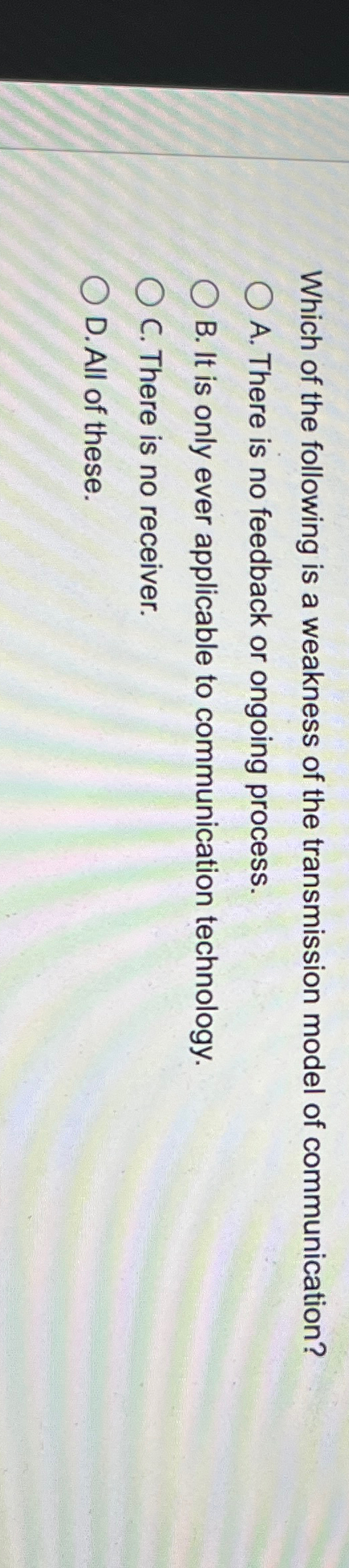 Solved Which of the following is a weakness of the | Chegg.com