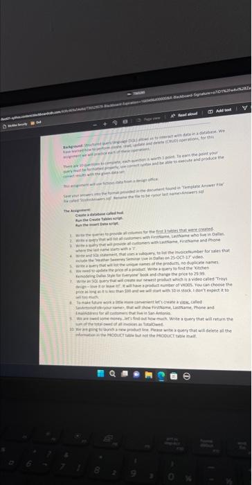 Solved that a database assignment which has to be done in | Chegg.com