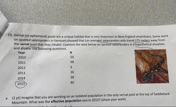 Solved 19. Vernal (or ephemeral) pools are a unique habitat | Chegg.com