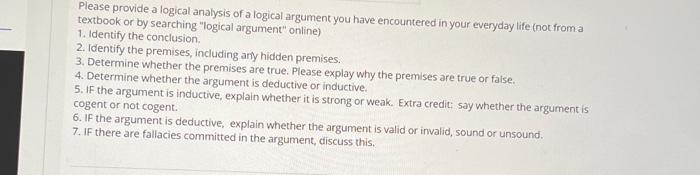 Please provide a logical analysis of a logical | Chegg.com