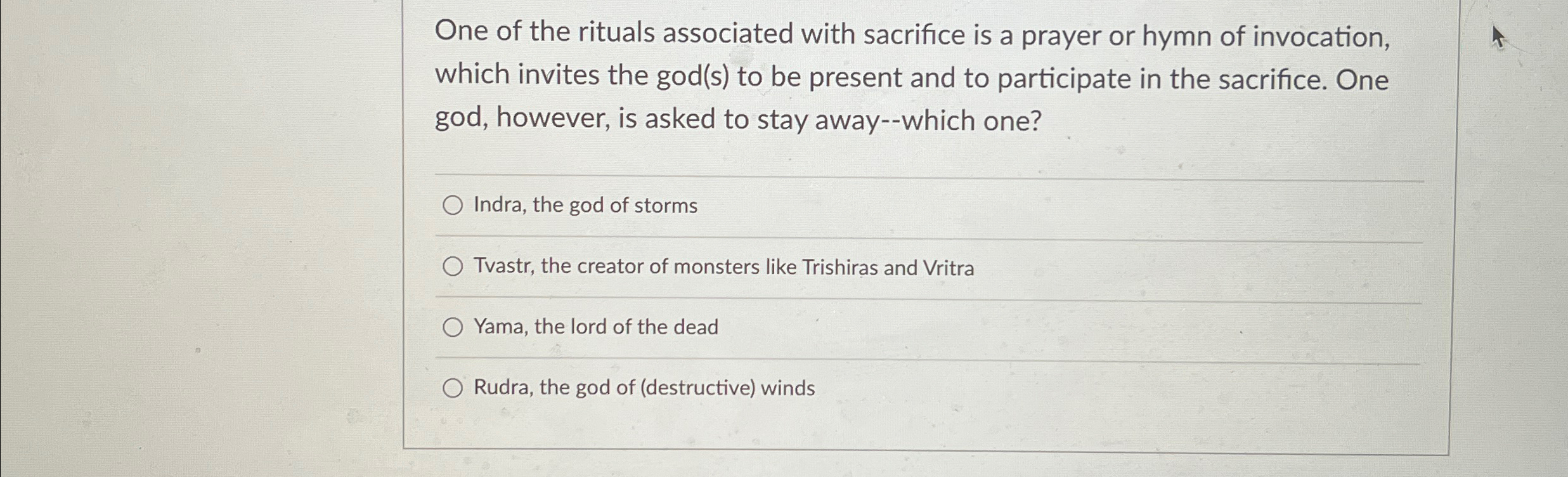 Solved One of the rituals associated with sacrifice is a | Chegg.com