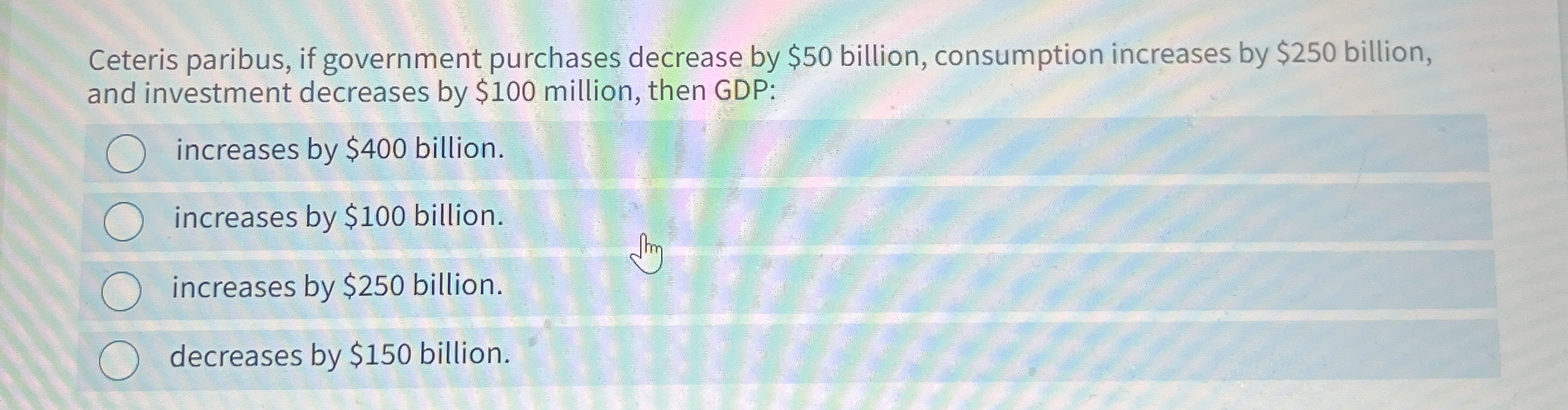 Solved Ceteris paribus, if government purchases decrease by | Chegg.com