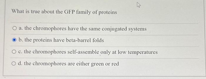 Solved What is true about the GFP family of proteins a. the | Chegg.com