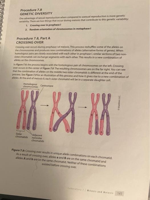 Solved Procedure 7.8 GENETIC DIVERSITY One advantage of | Chegg.com