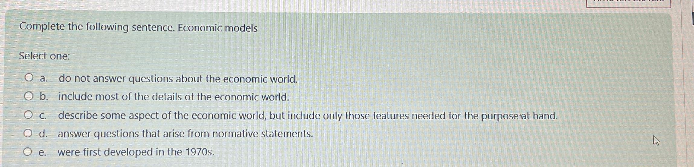 Solved Complete the following sentence. Economic | Chegg.com