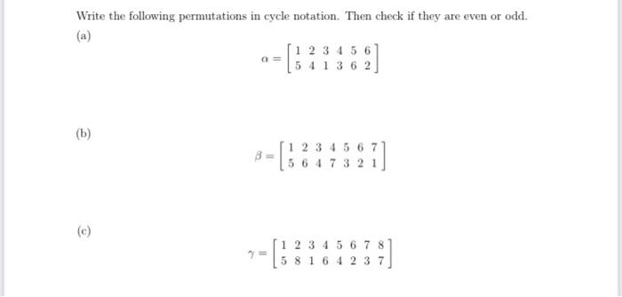 Solved Write The Following Permutations In Cycle Notation 2193