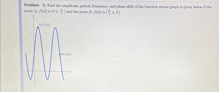 Solved Problem. 2: Find the amplitude, period, frequency, | Chegg.com