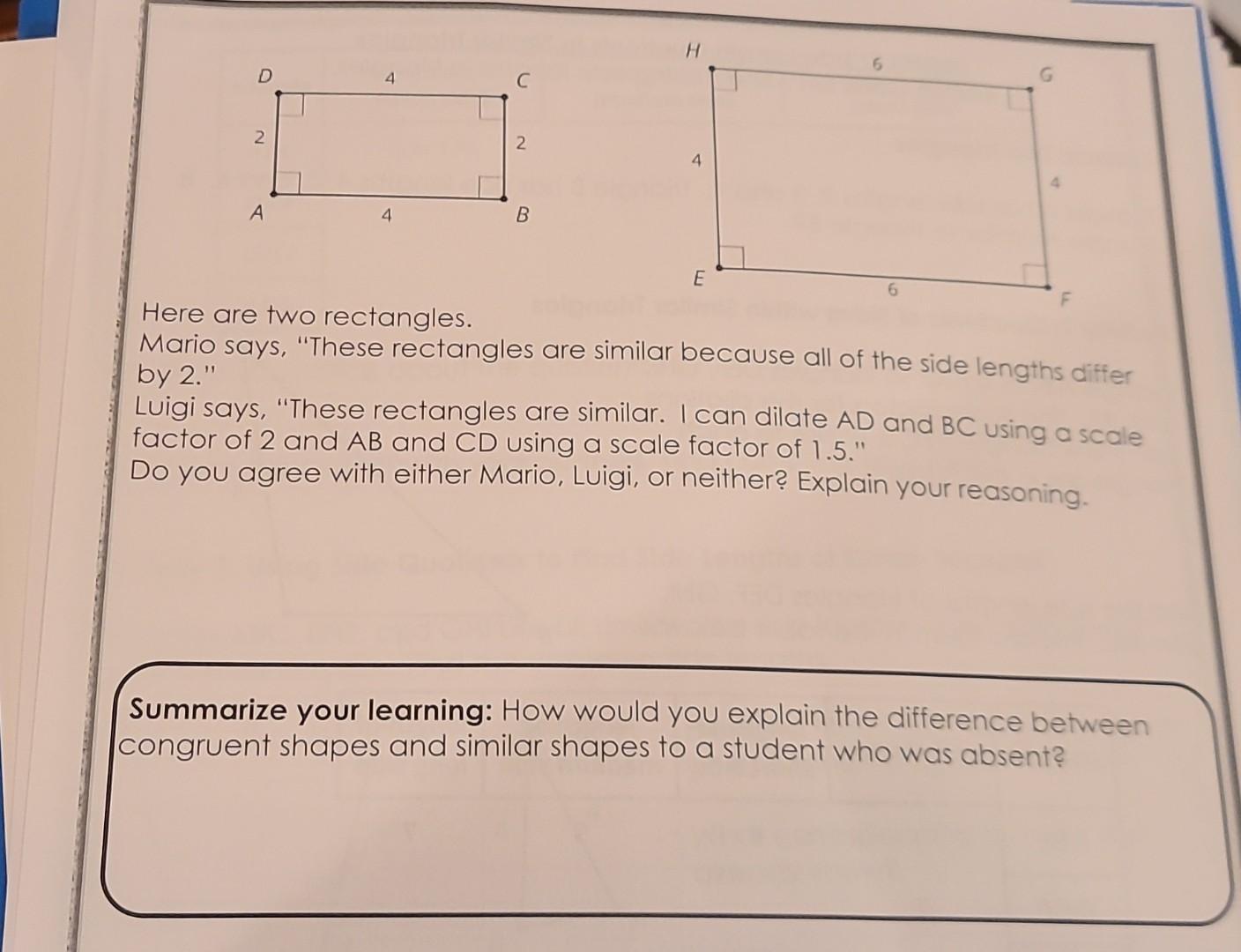 Here are two rectangles. Mario says, "These | Chegg.com