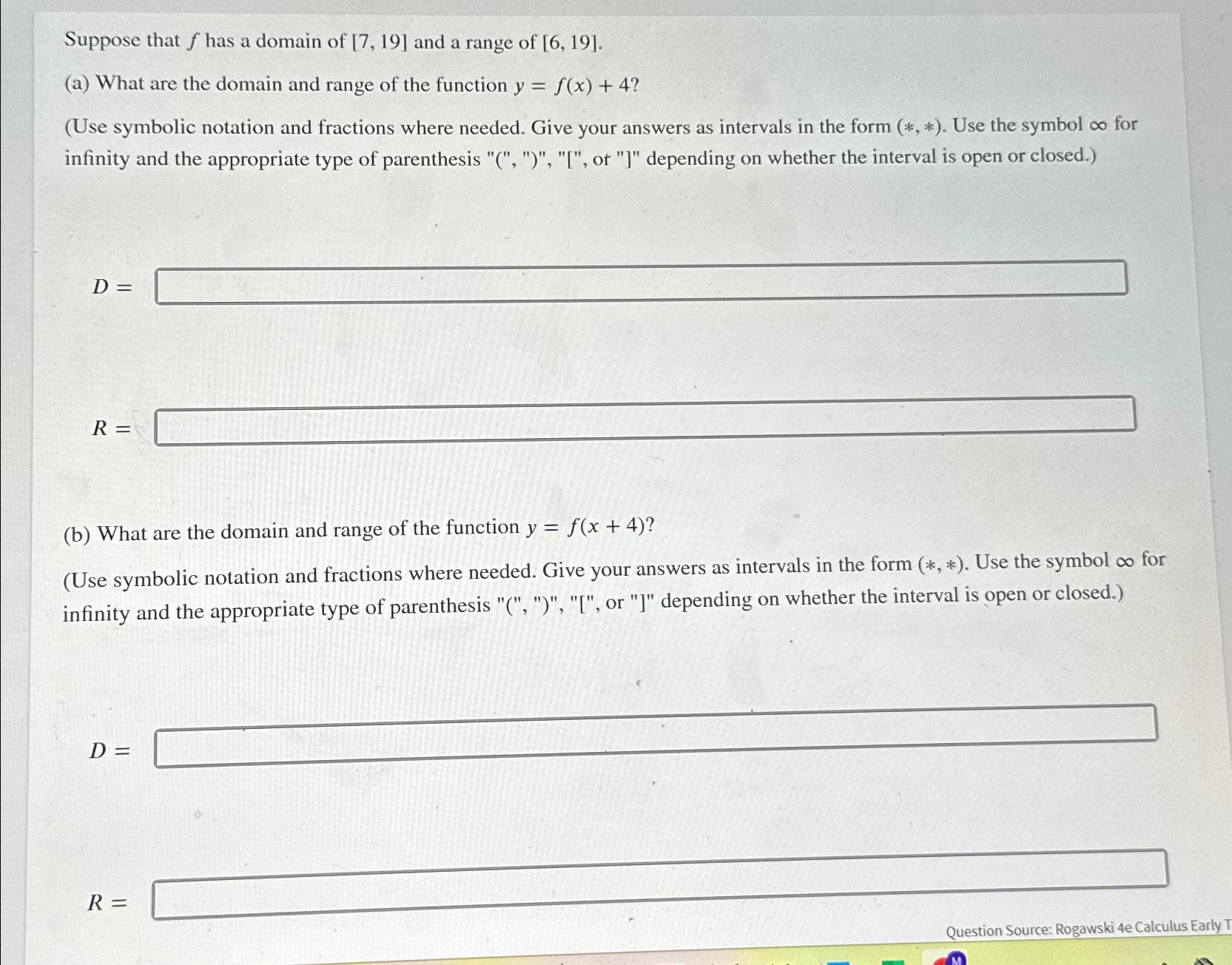 Solved Suppose that f ﻿has a domain of 7,19 ﻿and a range of | Chegg.com