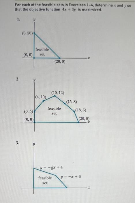 Solved For each of the feasible sets in Exercises 1-4, | Chegg.com