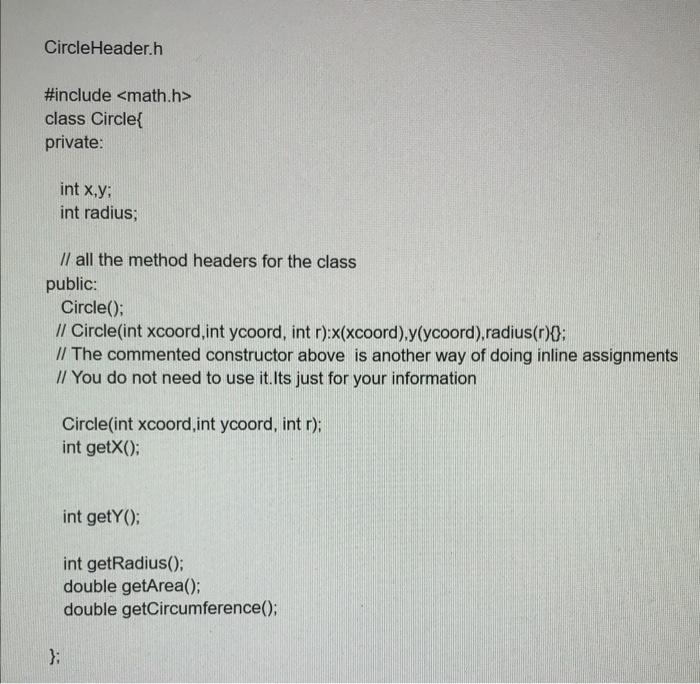 Solved CircleMain.cpp \#include> #include #include | Chegg.com