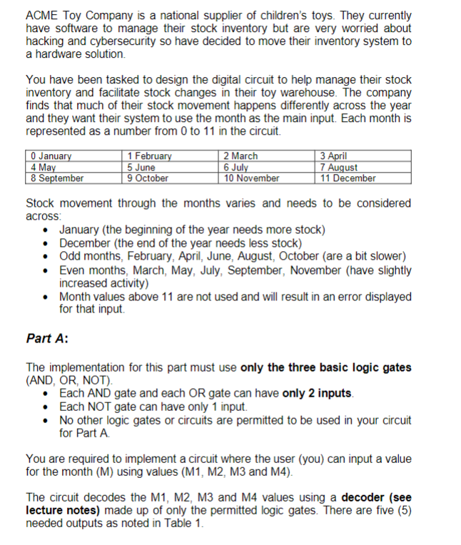 Solved ACME Toy Company is a national supplier of children's | Chegg.com