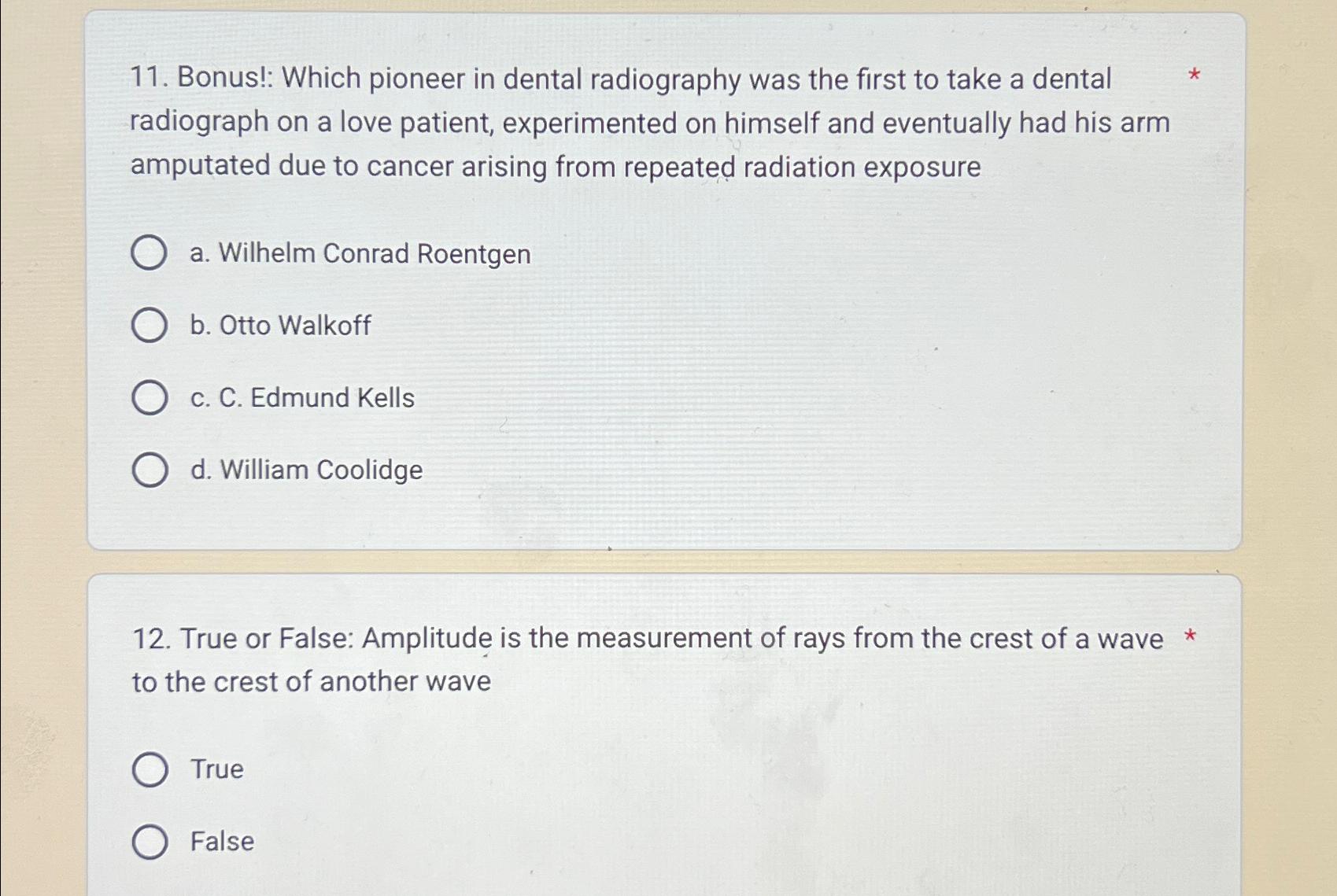 Solved Bonus!: Which pioneer in dental radiography was the | Chegg.com