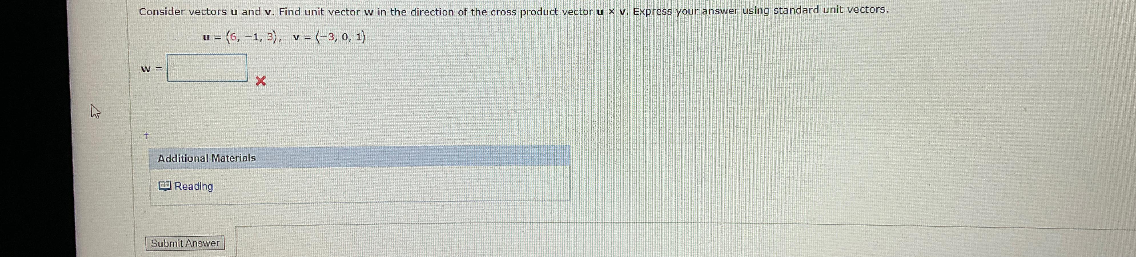 Solved Consider vectors u ﻿and v. ﻿Find unit vector w ﻿in | Chegg.com
