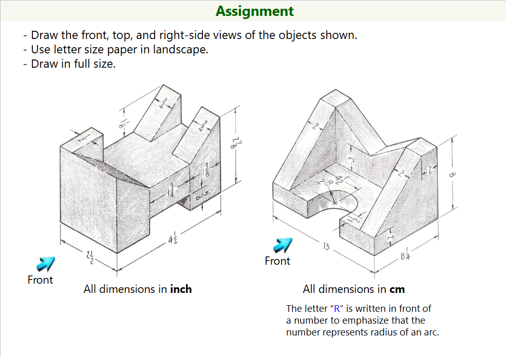Solved Assignment- ﻿Draw the front, top, and right-side | Chegg.com