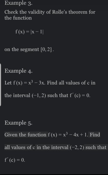 Solved Example 3. Check the validity of Rolle's theorem for | Chegg.com