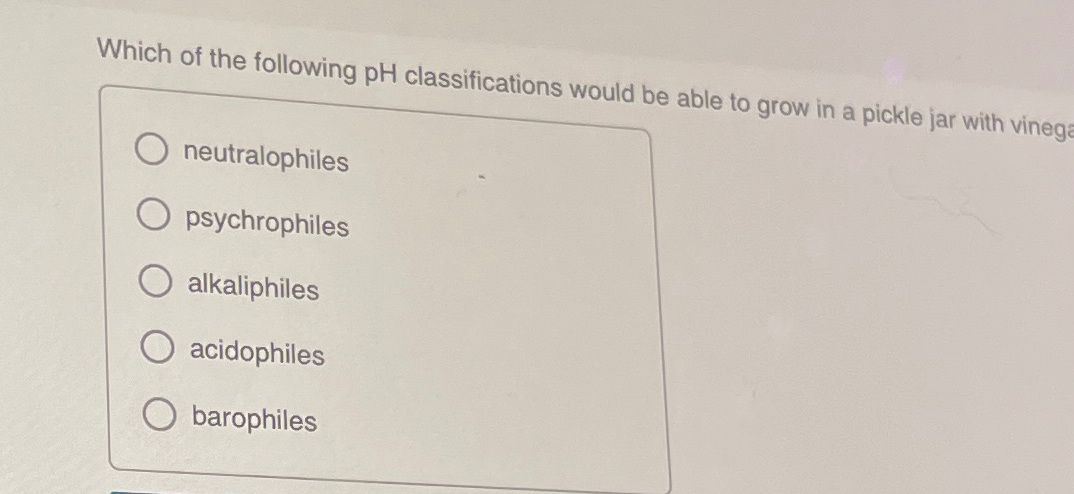 Solved Which of the following pH ﻿classifications would be | Chegg.com