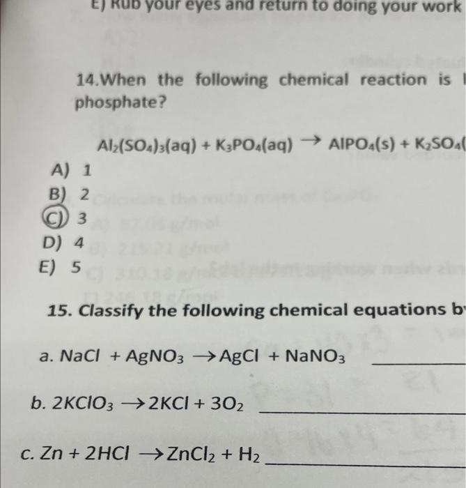 14. When the following chemical reaction is | Chegg.com