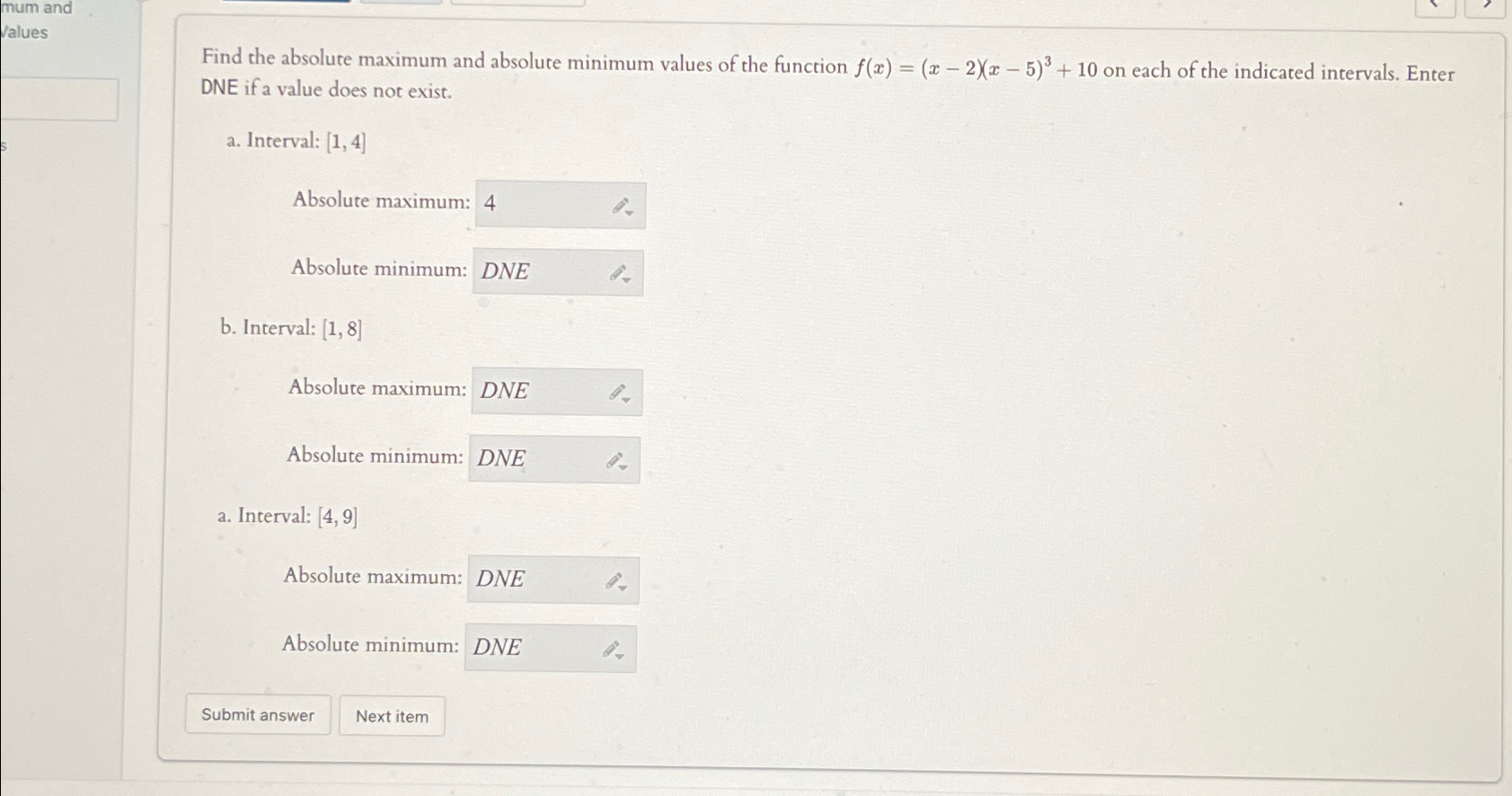 Solved mum andValuesFind the absolute maximum and absolute | Chegg.com