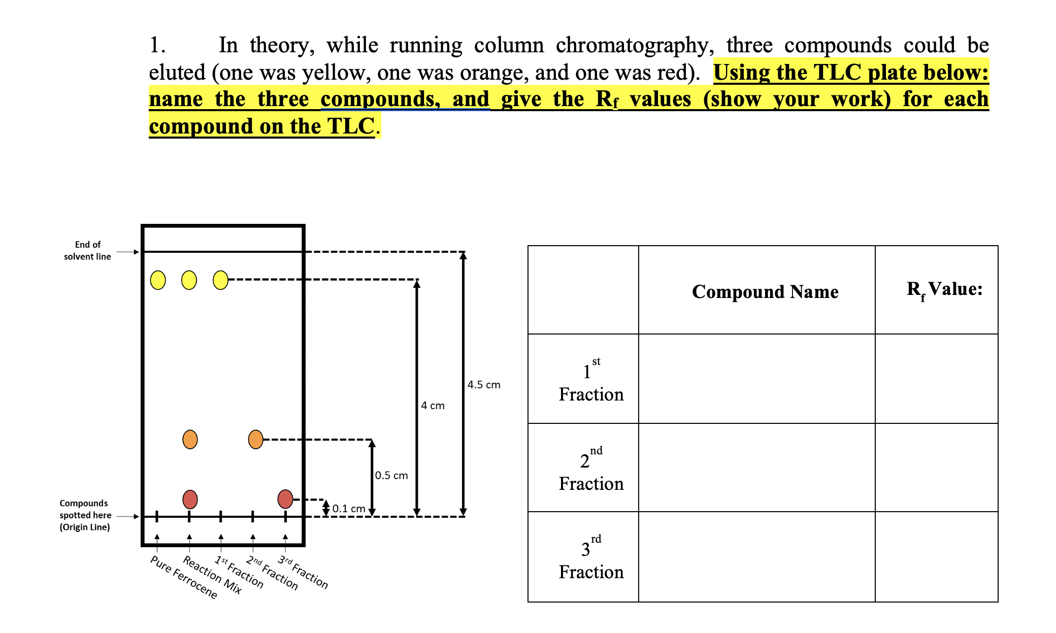 Solved In theory, while running column chromatography, three | Chegg.com