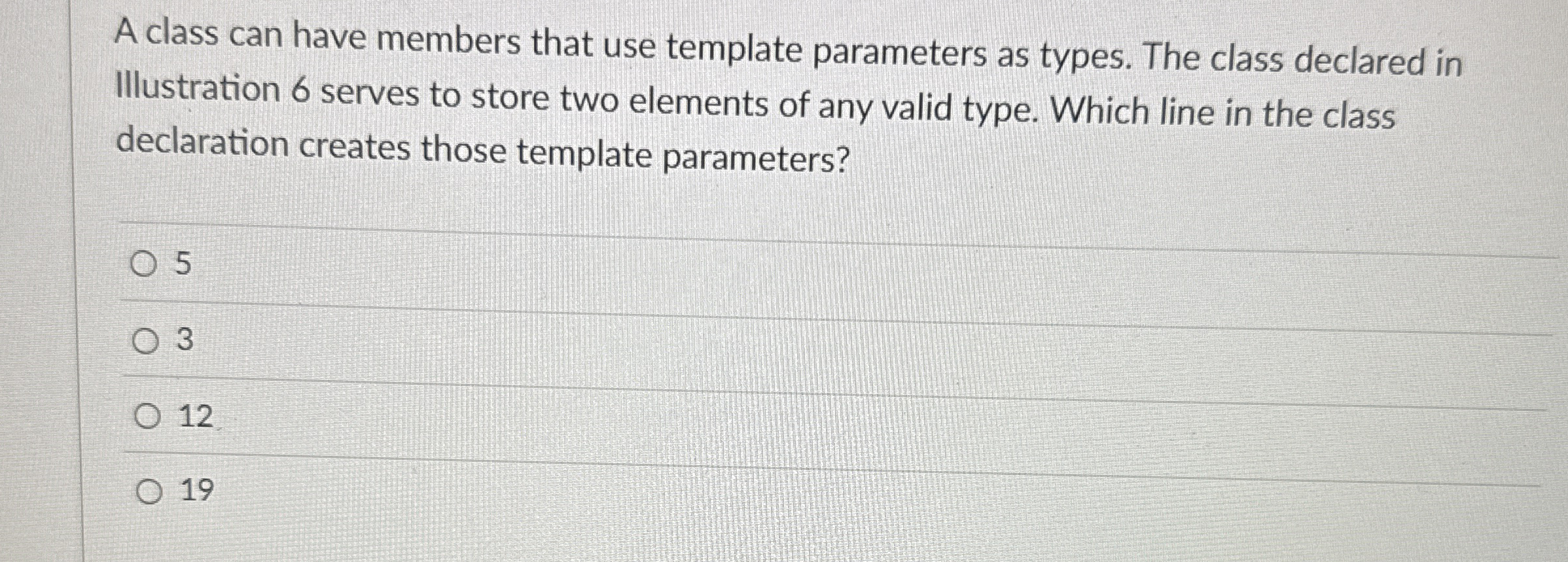 Solved A class can have members that use template parameters | Chegg.com