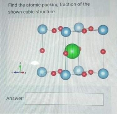 Solved Find the atomic packing fraction of the shown cubic | Chegg.com