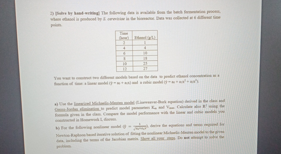 Solved [Solve by hand-writing] ﻿The following data is | Chegg.com