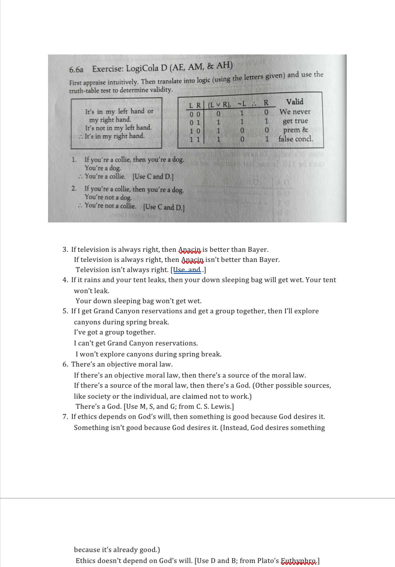 6.6a Exercise: LogiCola D (AE, ﻿AM, ﻿& AH)First | Chegg.com