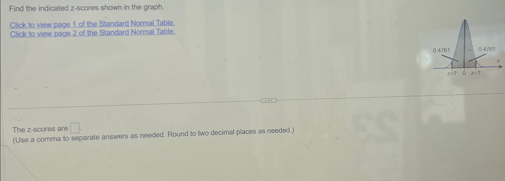 Solved Find the indicated z-scores shown in the graph.Click | Chegg.com
