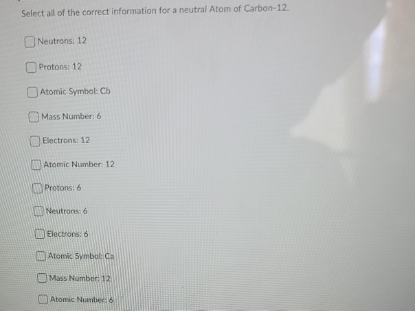 Solved Select all of the correct information for a neutral | Chegg.com