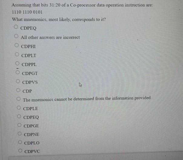 Solved Assuming that bits 31:20 of a Co-processor data | Chegg.com