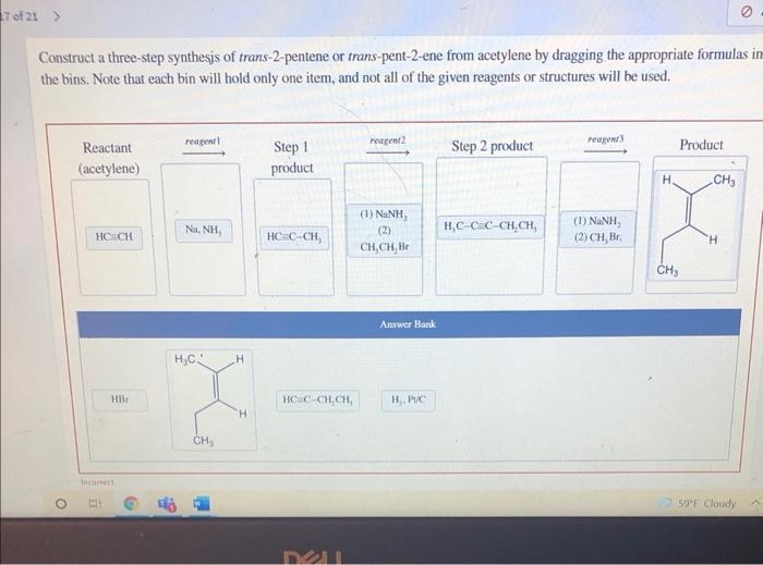 Solved 7 of 21 > 0 Construct a three-step synthesis of | Chegg.com