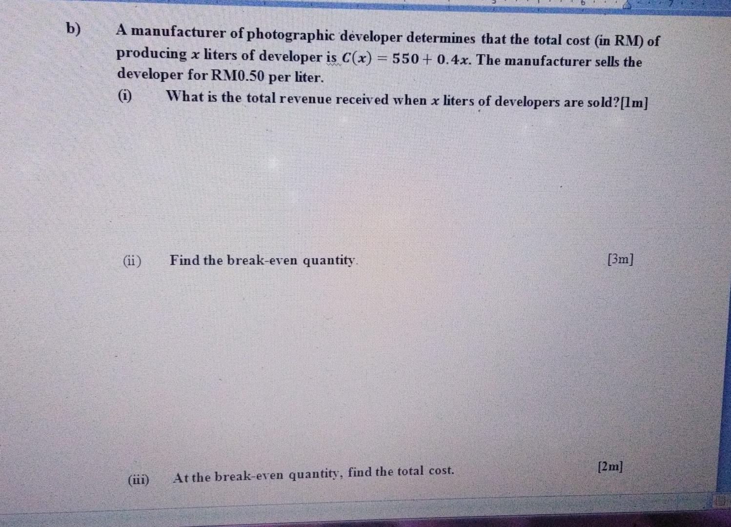 Solved b) A manufacturer of photographic developer | Chegg.com