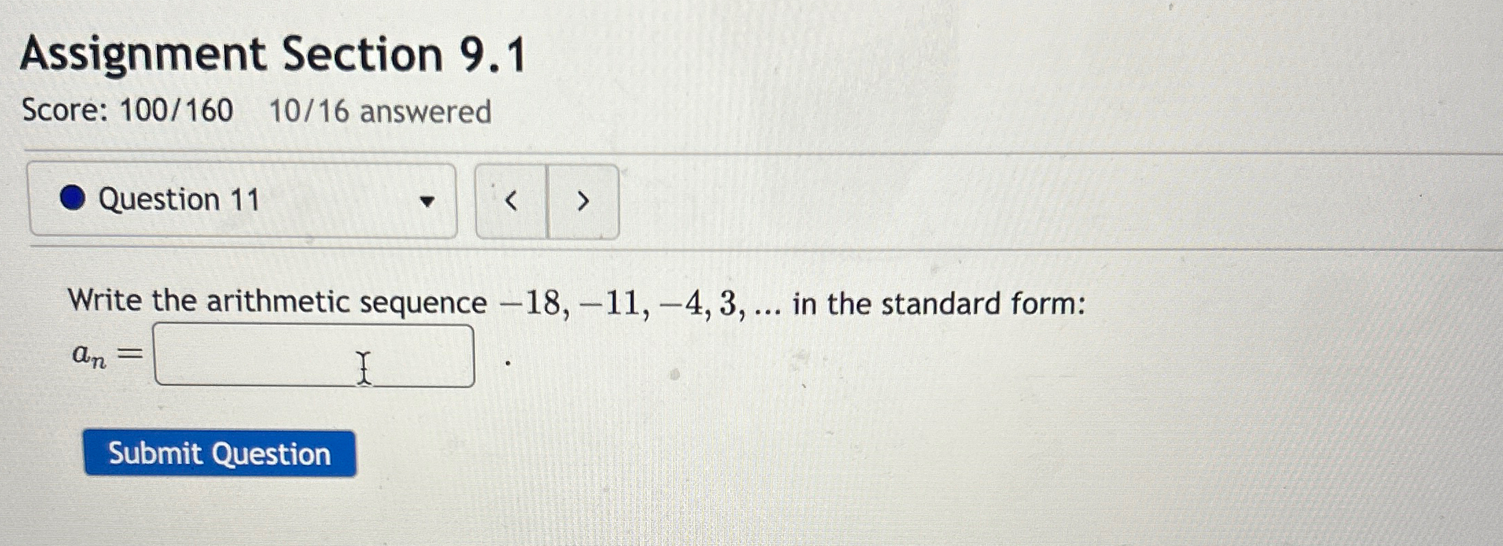 Solved Assignment Section 9.1Score: 1001601016 | Chegg.com