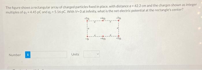 Solved The figure shows a rectangular array of charged | Chegg.com
