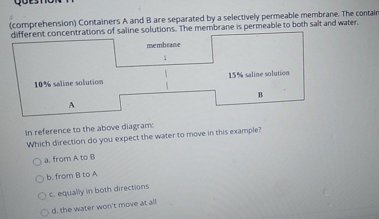 Solved (comprehension) Containers A and B are separated by a | Chegg.com