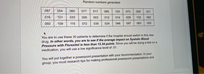Random numbers generated You are to use these 30 | Chegg.com